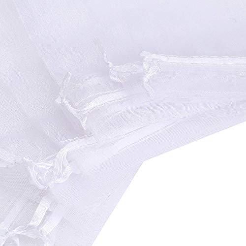 Onwon 100 Pieces Organza Drawstring Gift Bags 6.7 x 9 Inch Party Wedding Travel Favor Jewelry Pouches Candy Bags Shower, White