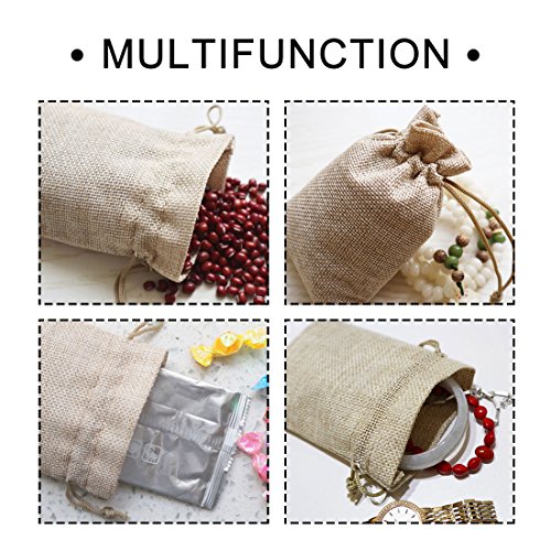 20 Pieces Burlap Bags with Drawstring, 5.4x3.7 inch Burlap Drawstring Gift Bag Jewelry Pouches for Wedding and Party Favors, DIY Craft, Presents, Christmas