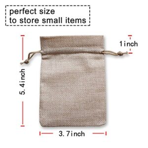 20 Pieces Burlap Bags with Drawstring, 5.4x3.7 inch Burlap Drawstring Gift Bag Jewelry Pouches for Wedding and Party Favors, DIY Craft, Presents, Christmas