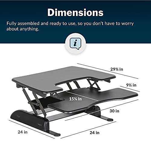 Vari - VariDesk Pro Plus 30 - Height Adjustable Standing Desk Converter for Home Office - Sit to Stand Desk with 11 Height Settings, Spring-Assisted Lift, and Weighted Base - Fully Assembled, Black