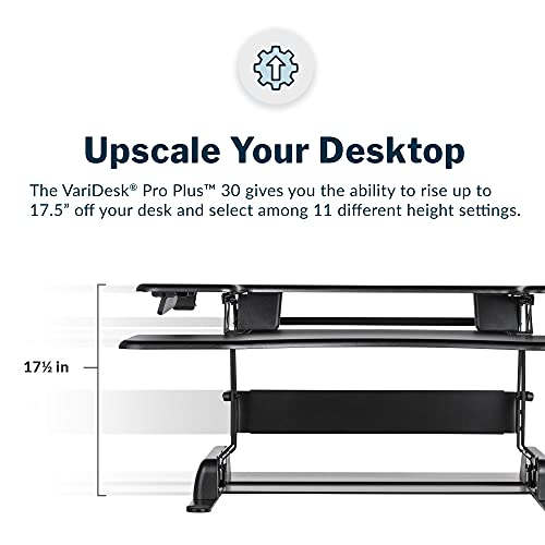 Vari - VariDesk Pro Plus 30 - Height Adjustable Standing Desk Converter for Home Office - Sit to Stand Desk with 11 Height Settings, Spring-Assisted Lift, and Weighted Base - Fully Assembled, Black