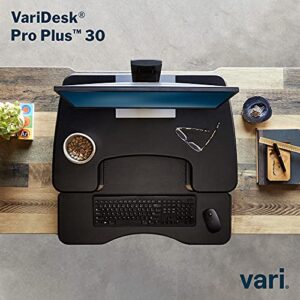 Vari - VariDesk Pro Plus 30 - Height Adjustable Standing Desk Converter for Home Office - Sit to Stand Desk with 11 Height Settings, Spring-Assisted Lift, and Weighted Base - Fully Assembled, Black