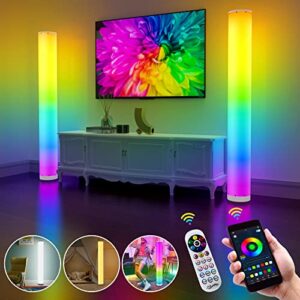 epochair 2-pack corner floor lamp,lamps for living room with smart app and remote control,color changing mood lighting with music sync,colorful atmosphere decoration lamp dimmable night light