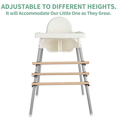 High Chair Footrest Compatible with IKEA Antilop - 100% Non-Slip Adjustable Accessories Wooden Foot Rest Compatible with Antilope Highchair Accessories Baby