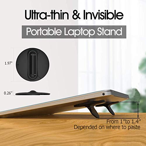 Portable Mini Laptop Riser,Foldable Laptop Cooling Stand,Ergonomic Keyboard Feet,Adjustable Invisible Lightweight Ventilated Notebook Holder for MacBook Air Pro 10-17 Inch (2 Pack)