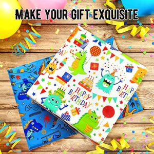 Birthday Wrapping Paper for Boys-Dinosaur Wrapping Paper Kids-Boy Birthday Wrapping Paper Dinosaur Sheets-10 Pack Gift Wrapping Paper Birthday for Boys,Toddlers,Girls,Children,Holiday,Baby Shower-Happy Birthday Wrapping Paper for Boys Gift Wrap Paper