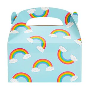 BLUE PANDA 24 Pack Rainbow Gable Boxes, Goodie Gift Box for Kids Birthday Themed Party Favors, Gifts, Treats (6.2 x 3.5 x 3.6 In)