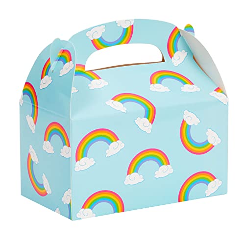 BLUE PANDA 24 Pack Rainbow Gable Boxes, Goodie Gift Box for Kids Birthday Themed Party Favors, Gifts, Treats (6.2 x 3.5 x 3.6 In)