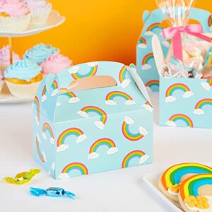 BLUE PANDA 24 Pack Rainbow Gable Boxes, Goodie Gift Box for Kids Birthday Themed Party Favors, Gifts, Treats (6.2 x 3.5 x 3.6 In)