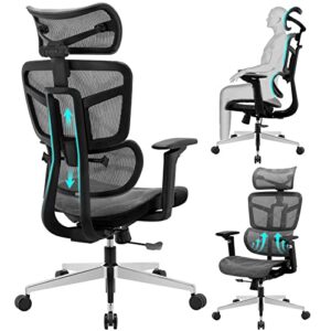 ergonomic office chair, high back office chair, big & tall mesh computer chair with lumbar support/headrest/5d armrests, executive desk chair with adjustable height for home office/learning/conference