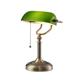 newrays green glass bankers desk lamp with pull chain switch plug in fixture