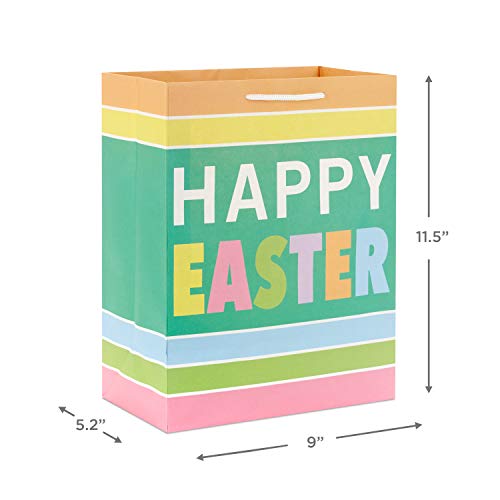 Hallmark 11" Large Easter Gift Bags (3-Pack: Easter Basket, Bunny, "Happy Easter" Stripes) in Yellow, Blue, Green