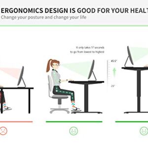 FAMISKY Dual Motors Standing Desk, 55 x 24 Inches Adjustable Height Electric Stand up Desk, Sit Stand Home Office Desk, Ergonomic Workstation Black Steel Frame/Rustic Brown Wood Tabletop