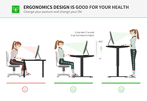 FAMISKY Dual Motors Standing Desk, 55 x 24 Inches Adjustable Height Electric Stand up Desk, Sit Stand Home Office Desk, Ergonomic Workstation Black Steel Frame/Rustic Brown Wood Tabletop