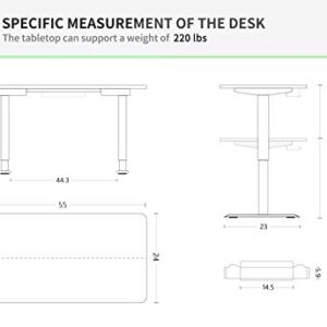 FAMISKY Dual Motors Standing Desk, 55 x 24 Inches Adjustable Height Electric Stand up Desk, Sit Stand Home Office Desk, Ergonomic Workstation Black Steel Frame/Rustic Brown Wood Tabletop