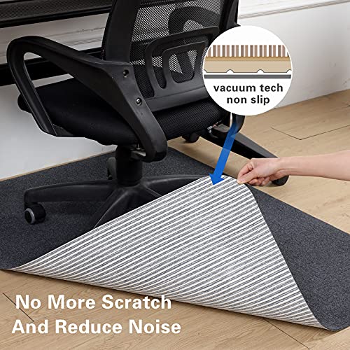 Home Techpro Office Chair Mat for Hardwood Floors 35 x 47 inch, “Vacuum TECH” - Non Slip Computer Desk Mat for Rolling Chairs, Gaming Chairs (Dark Gray)