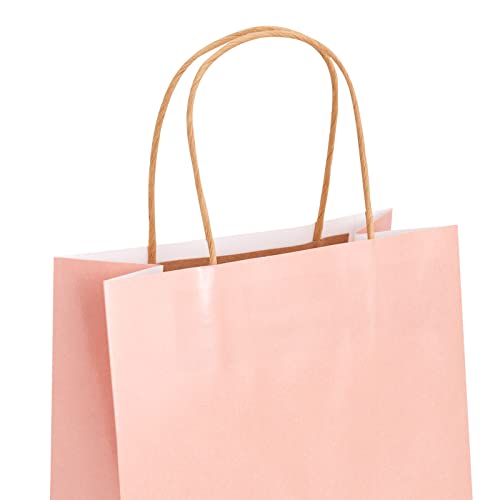 Juvale Pink Gift Bags with Handles for Weddings, Goodies, Birthdays, Baby Showers (8x10 In, 24 Pack)