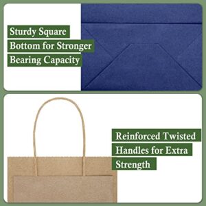 SHOPDAY Navy Blue Paper Gift Bgas, Small Kraft Paper Bags with Handles Bulk 5.25x3.75x8 100 Pack, Recyclable Craft Bags for Handwork, Shopping Bags, Party Favor Bags, Birthday Goody Bags, Retail Bags for Merchandise