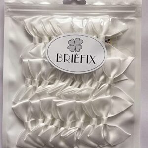 Briefix 25 Pieces Mini Satin Ribbon Bows with Removable Sticky Gel Pads (White)