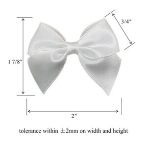 Briefix 25 Pieces Mini Satin Ribbon Bows with Removable Sticky Gel Pads (White)