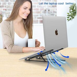 TULLRAS Laptop Stand, Adjustable Portable Laptop Holder, Aluminum 9-Angles Adjustable Ventilated Cooling Notebook Stand Mount Compatible with MacBook Air Pro, Lenovo, Dell, More 10-15.6” Laptops