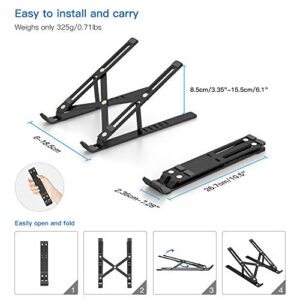 TULLRAS Laptop Stand, Adjustable Portable Laptop Holder, Aluminum 9-Angles Adjustable Ventilated Cooling Notebook Stand Mount Compatible with MacBook Air Pro, Lenovo, Dell, More 10-15.6” Laptops