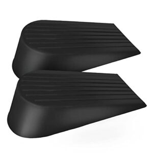 extra large rubber door stoppers – door stop wedge, heavy duty jumbo flexible door holder – black 2 pack – non marking anti slip jammer