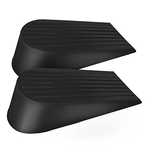 Extra Large Rubber Door Stoppers - Door Stop Wedge, Heavy Duty Jumbo Flexible Door Holder - Black 2 Pack - Non Marking Anti Slip Jammer