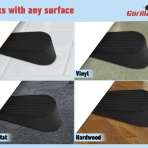 Extra Large Rubber Door Stoppers - Door Stop Wedge, Heavy Duty Jumbo Flexible Door Holder - Black 2 Pack - Non Marking Anti Slip Jammer