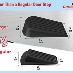 Extra Large Rubber Door Stoppers - Door Stop Wedge, Heavy Duty Jumbo Flexible Door Holder - Black 2 Pack - Non Marking Anti Slip Jammer