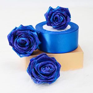 Sapphire Blue Fabric Ribbon,Silk Satin Roll,Satin Ribbon Rolls in 0.75" Wide, 22 Yard/roll with 12pcs Colored Butterfly,Satin Ribbon Fabric Ribbon Embellish Ribbon for Bows Crafts Gifts Party Wedding