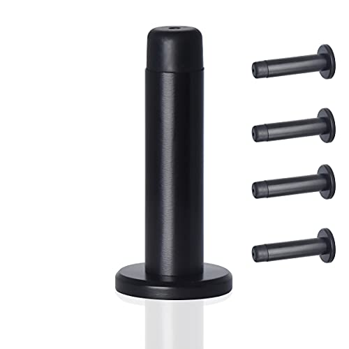 HOMOTEK 5 Pack Heavy Duty Solid Rigid Door Stops Bumper Sound Dampening Door Stoppers with Soft Rubber Tip, Zinc Die Cast DoorStops Wall Protector 2.8" DoorStoppers, Black