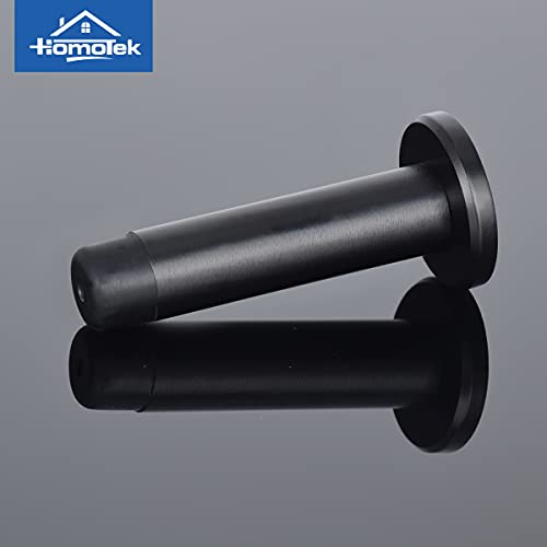 HOMOTEK 5 Pack Heavy Duty Solid Rigid Door Stops Bumper Sound Dampening Door Stoppers with Soft Rubber Tip, Zinc Die Cast DoorStops Wall Protector 2.8" DoorStoppers, Black