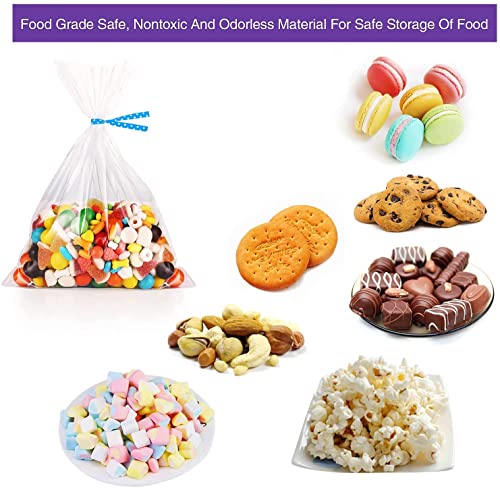 Newkita Clear 6x10 Cellophane Bags - Goodie Bags, Cake Pop Rice Crispy Bags With 4" Twist Ties, Candy Bags/Cookie Bags/Treat Bags with Ties/Clear Gift Bags/Cellophane Treat Bags 100 Pack