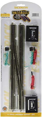 Bachmann Industries E-Z Track 6 Single Crossover Turnout - Left (1/card) N Scale, Grey