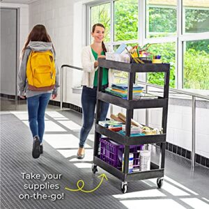 Stand Steady Tubstr 4 Shelf Utility Cart | Extra Tall Storage Cart & Rolling Tool Cart | Tub Shelf Utility Cart with Wheels for School, Garage, Office & Warehouse | Made in USA (35 x 18 x 50in/Black)