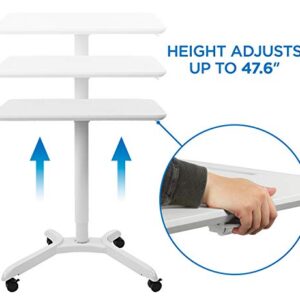 Mount-It! Standing Mobile Laptop Cart, Sit Stand Rolling Desk with Height Adjustable 31.1" x 20.5" Platform, Supports up to 17.6 lbs, White