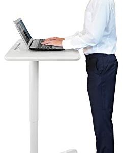 Mount-It! Standing Mobile Laptop Cart, Sit Stand Rolling Desk with Height Adjustable 31.1" x 20.5" Platform, Supports up to 17.6 lbs, White