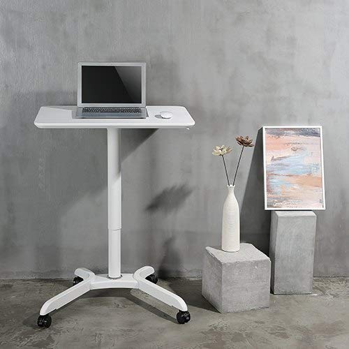 Mount-It! Standing Mobile Laptop Cart, Sit Stand Rolling Desk with Height Adjustable 31.1" x 20.5" Platform, Supports up to 17.6 lbs, White