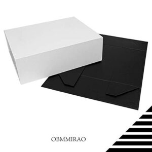 OBMMIRAO Upgrade 1PCS White Hard Extra Large Gift Box with Lid,16.5 x13 x5.3 Inch, Magnetic Gift Boxes for Clothes Robe Wedding Dress Sweater and Gifts,Reusable Foldable Bridesmaid Proposal Box