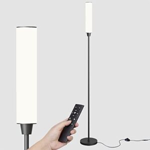 nukanu floor lamp with remote control,bright floor lamps for living room/bedroom/office, stepless adjustable 3000k-6000k colors and 10-100% brightness,standing light with foot switch (black)