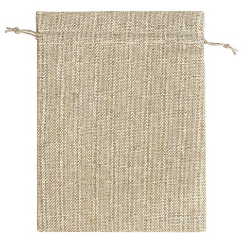 Lucky Monet 25/50/100PCS Burlap Gift Bags Wedding Hessian Jute Bags Linen Jewelry Pouches with Drawstring for Birthday, Party, Wedding Favors, Present, Art and DIY Craft (50Pcs, Cream, 7” x 9”)