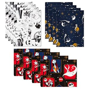 hallmark nightmare before christmas flat wrapping paper sheets with cutlines on reverse (12 folded sheets) for christmas, birthdays, halloween