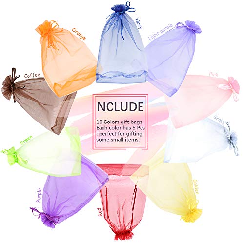 Renashed 50Pcs 8 x 12 Inch Drawstring Organza Gift Bags Jewelry Party Wedding Favor Party Festival Gift Bags Candy Bags (50Pcs Mix Color)