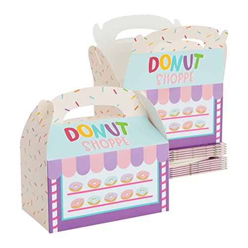 BLUE PANDA 24 Pack Donut Treat Boxes with Handles for Goodies, Donut Grow Up Birthday Party Supplies (6 x 3.3 x 3.6 In)