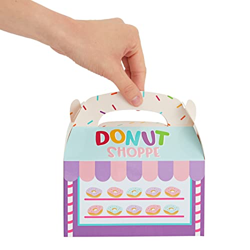 BLUE PANDA 24 Pack Donut Treat Boxes with Handles for Goodies, Donut Grow Up Birthday Party Supplies (6 x 3.3 x 3.6 In)