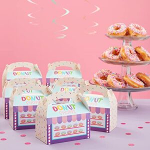 BLUE PANDA 24 Pack Donut Treat Boxes with Handles for Goodies, Donut Grow Up Birthday Party Supplies (6 x 3.3 x 3.6 In)