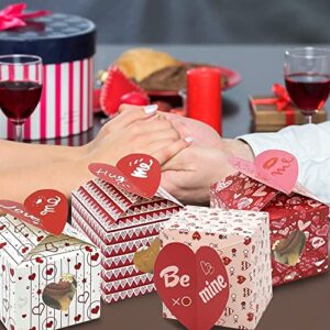 Aviski 12Pcs Valentine's Day Treat Boxes Small Goodie Present Boxes Recycled Party Favor Boxes Heart Printed Cardboard Box for Candy, Cookies and Party Favors, 4 Patterns