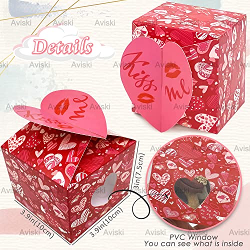 Aviski 12Pcs Valentine's Day Treat Boxes Small Goodie Present Boxes Recycled Party Favor Boxes Heart Printed Cardboard Box for Candy, Cookies and Party Favors, 4 Patterns