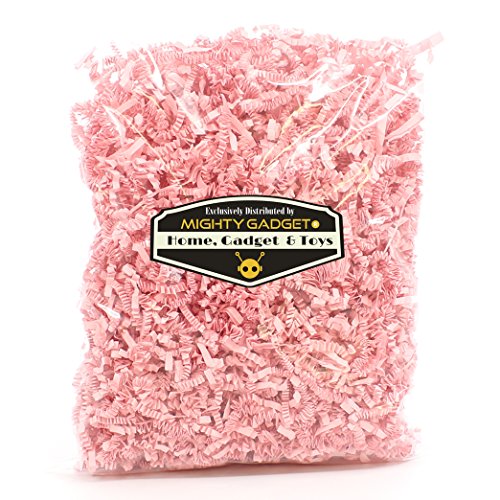 Mighty Gadget 1/2 LB Light Pink Crinkle Cut Paper Shred Filler for Gift Wrapping & Basket Filling